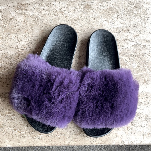 Shoes | Fuzzy Purple Slides | Poshmark